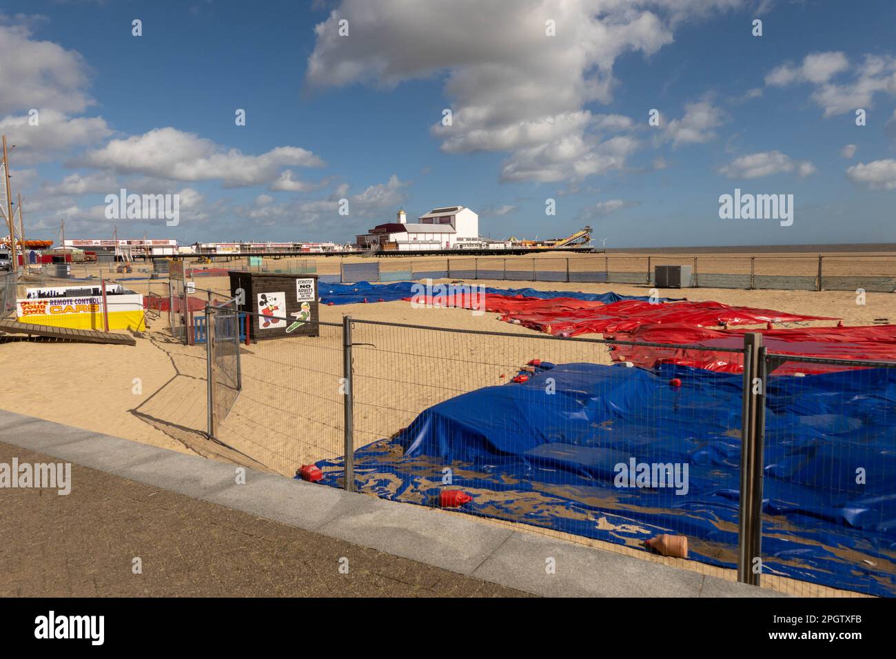 Bouncy castles all laid out getting ready to be inflated for the coming ...