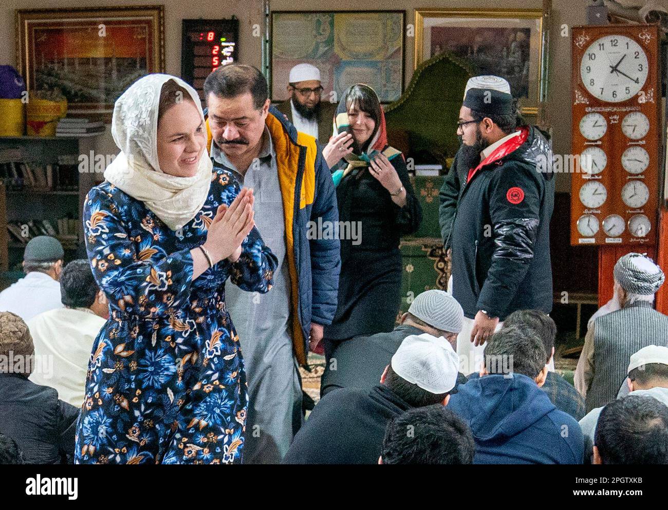 SNP leadership candidate Kate Forbes during a visit to the Zakariyya ...