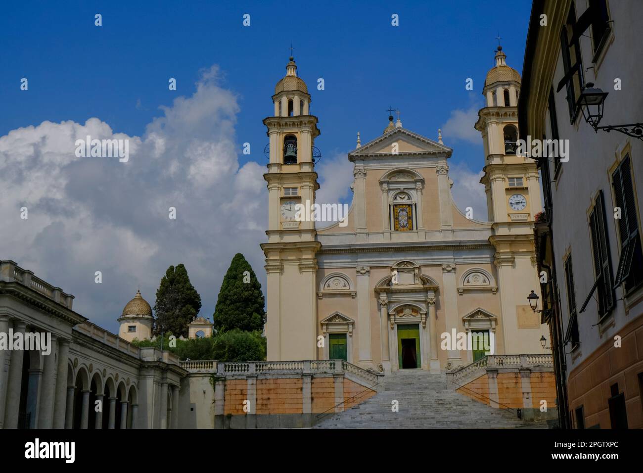 Basilica di San Stefano on a sunny day in lavagna, Liguria, Italy ...