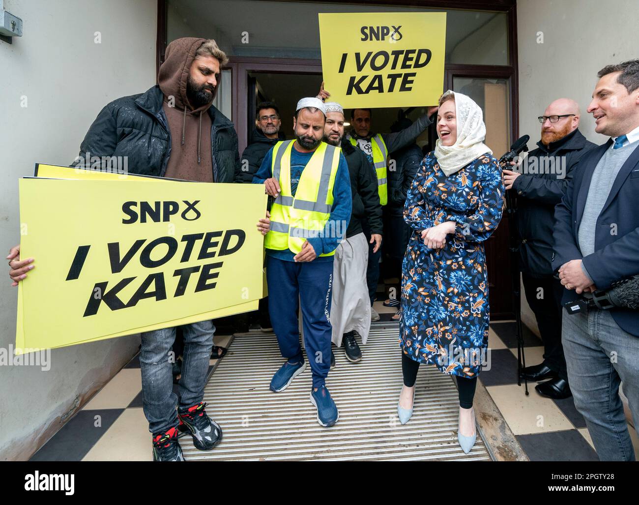 SNP leadership candidate Kate Forbes during a visit to the Zakariyya ...