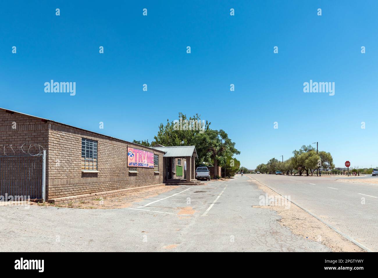 Groblershoop, South Africa - Feb 24, 2023: A street scene, with a ...