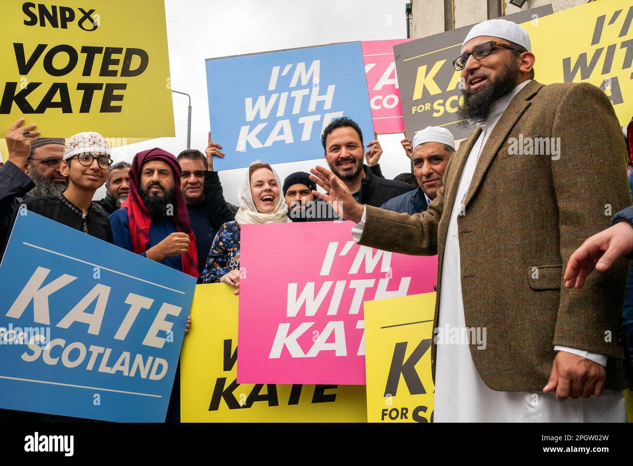 SNP leadership candidate Kate Forbes during a visit to the Zakariyya ...