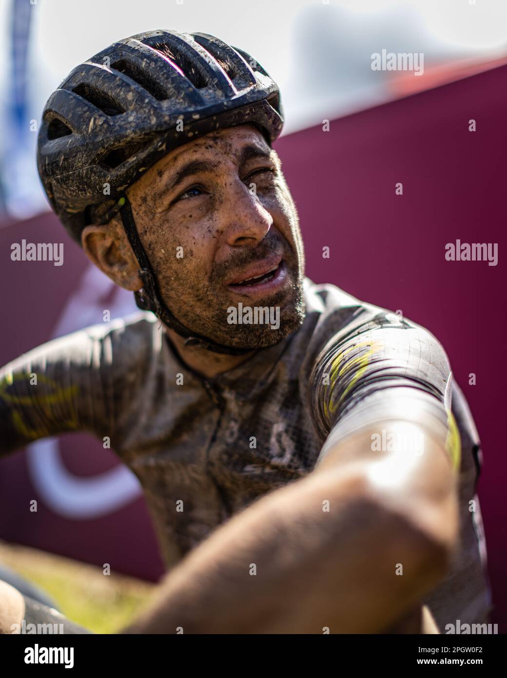 Vincenzo Nibali, cyclist of Italiy at the finish of the fifth stage of ...