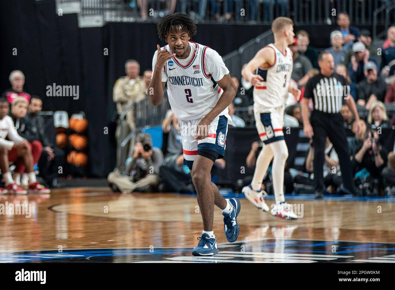 Connecticut Huskies guard Tristen Newton (2) celebrates after making a ...