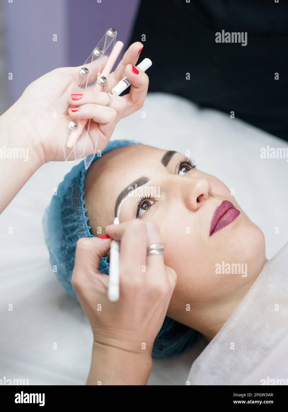 decorative cosmetology microblading eyebrow design Stock Photo - Alamy