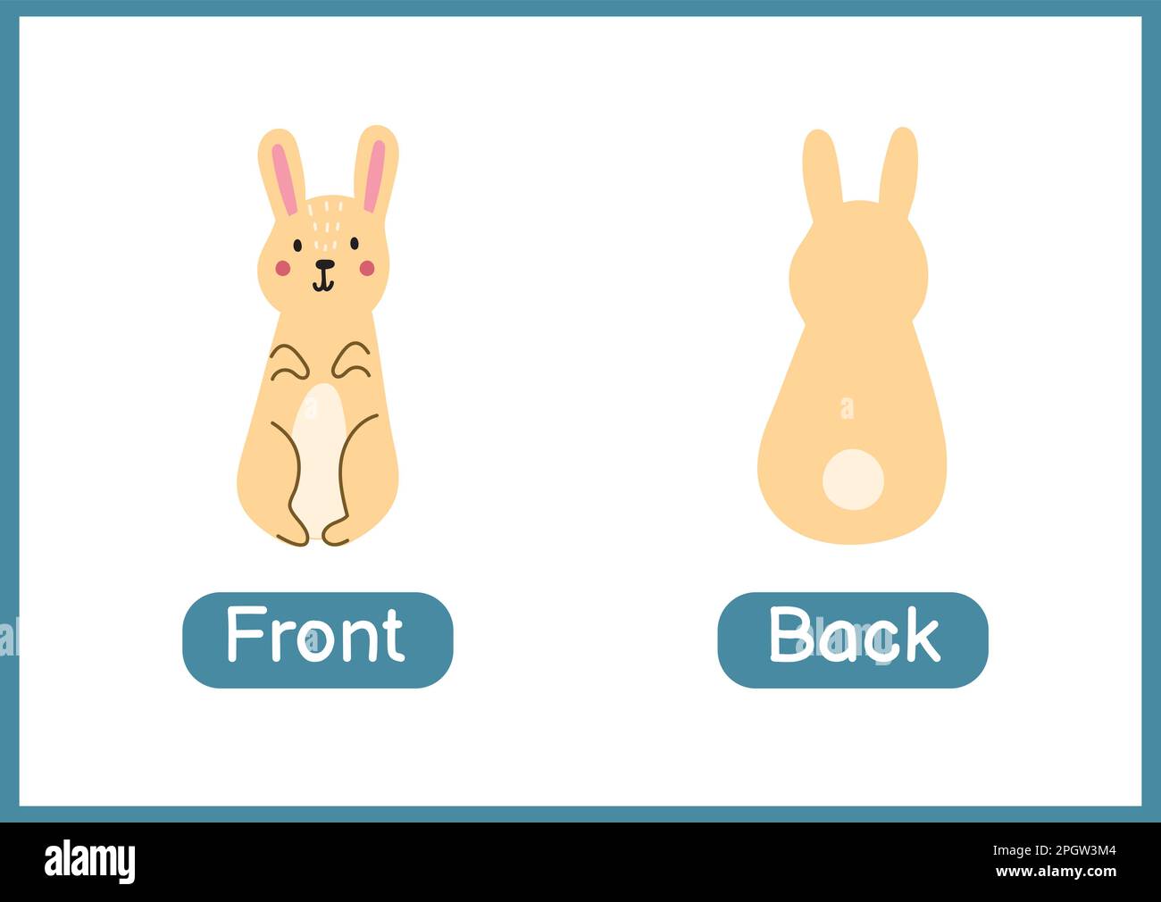 Front and back opposite adjectives educational flashcard Stock Vector ...