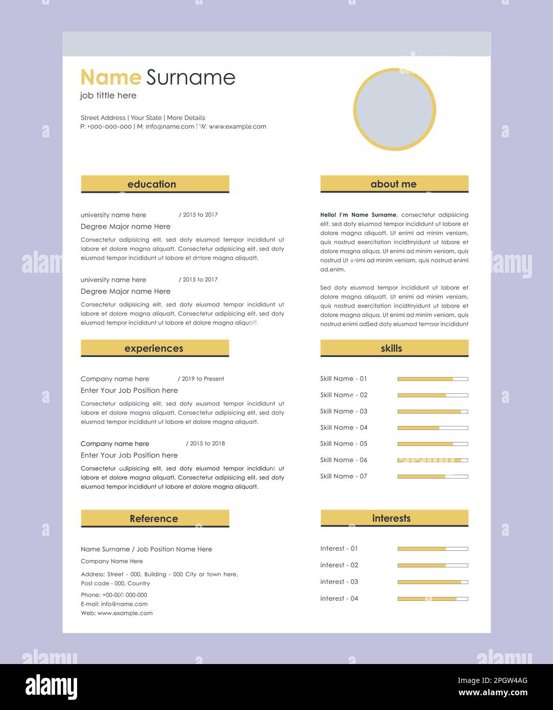 Professional cv resume Stock Vector Images - Alamy
