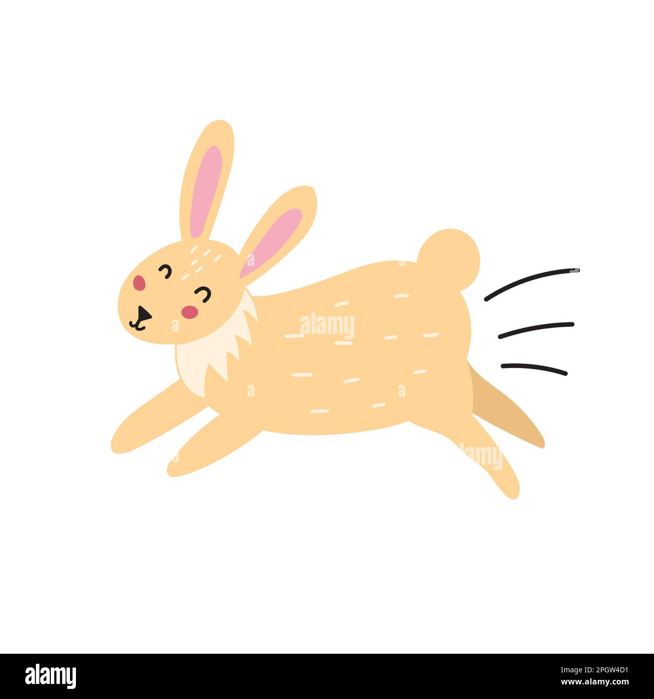 Cute running rabbit. Funny hand drawn bunny in cartoon style Stock ...