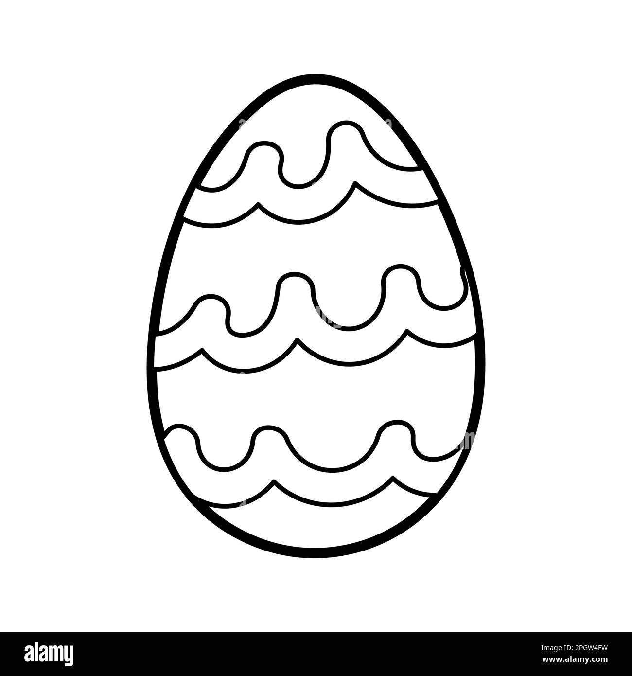 Easter decorative egg coloring page for kids. Black and white activity ...