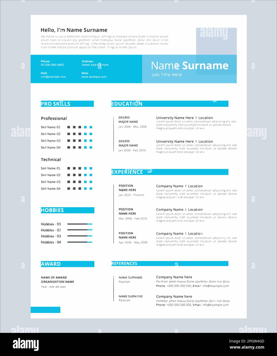 Modern resume template hi-res stock photography and images - Alamy