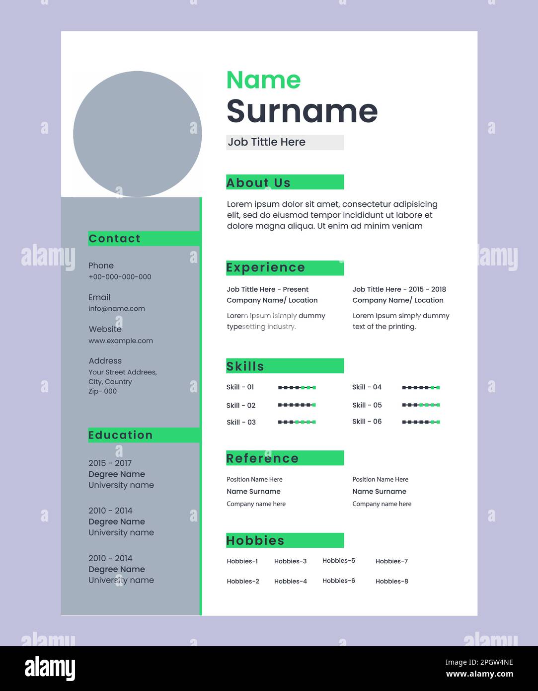 Cv layout hi-res stock photography and images - Alamy