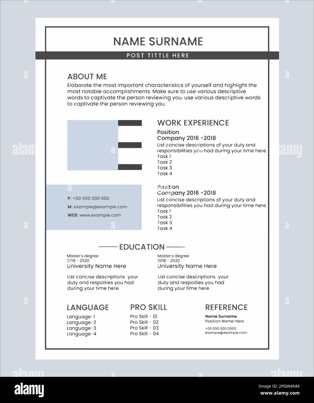 Resume vector vectors hi-res stock photography and images - Alamy
