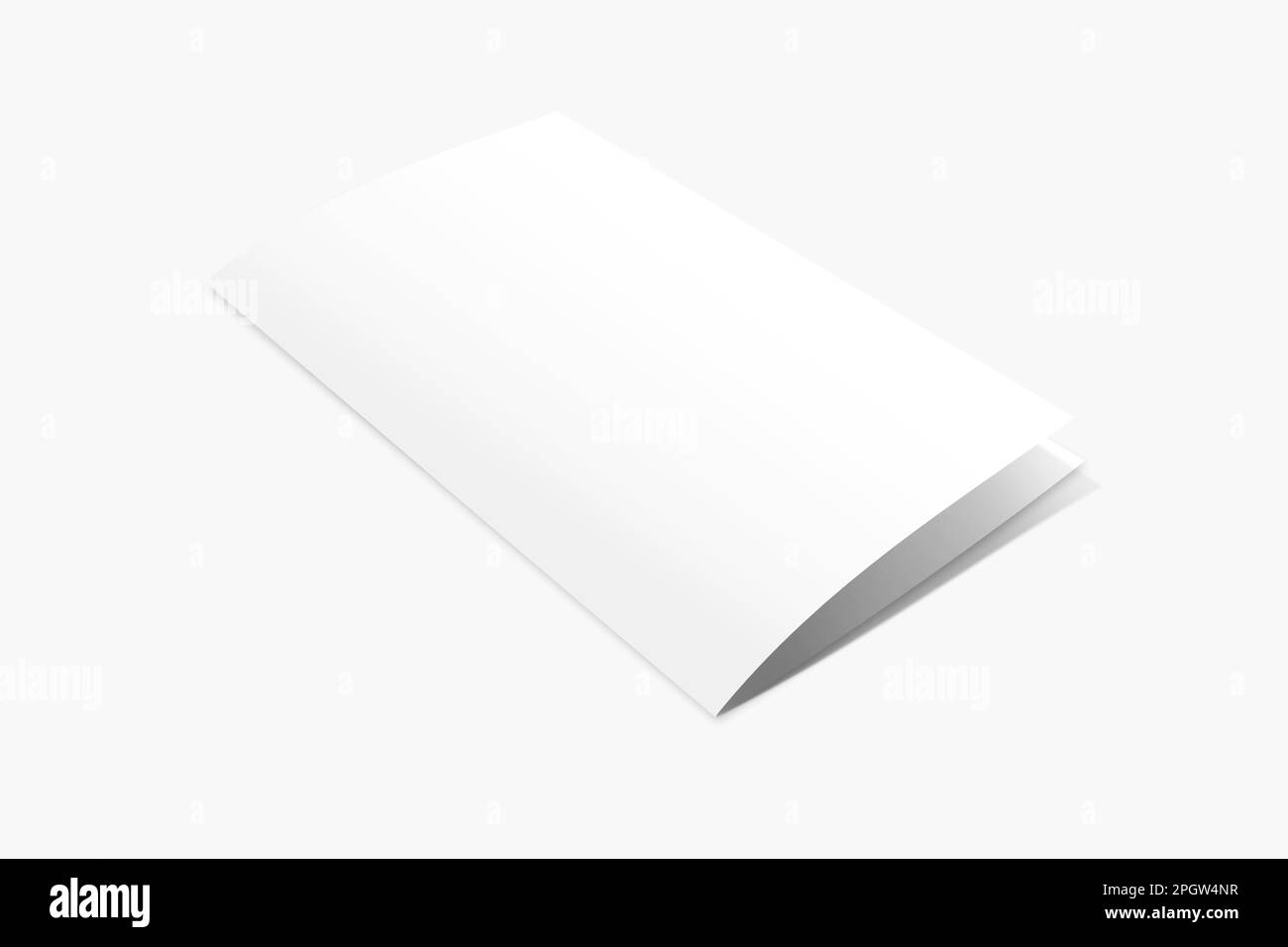A4 Bi-Fold Brochure Mockup on White Background. 3D Rendering Stock ...