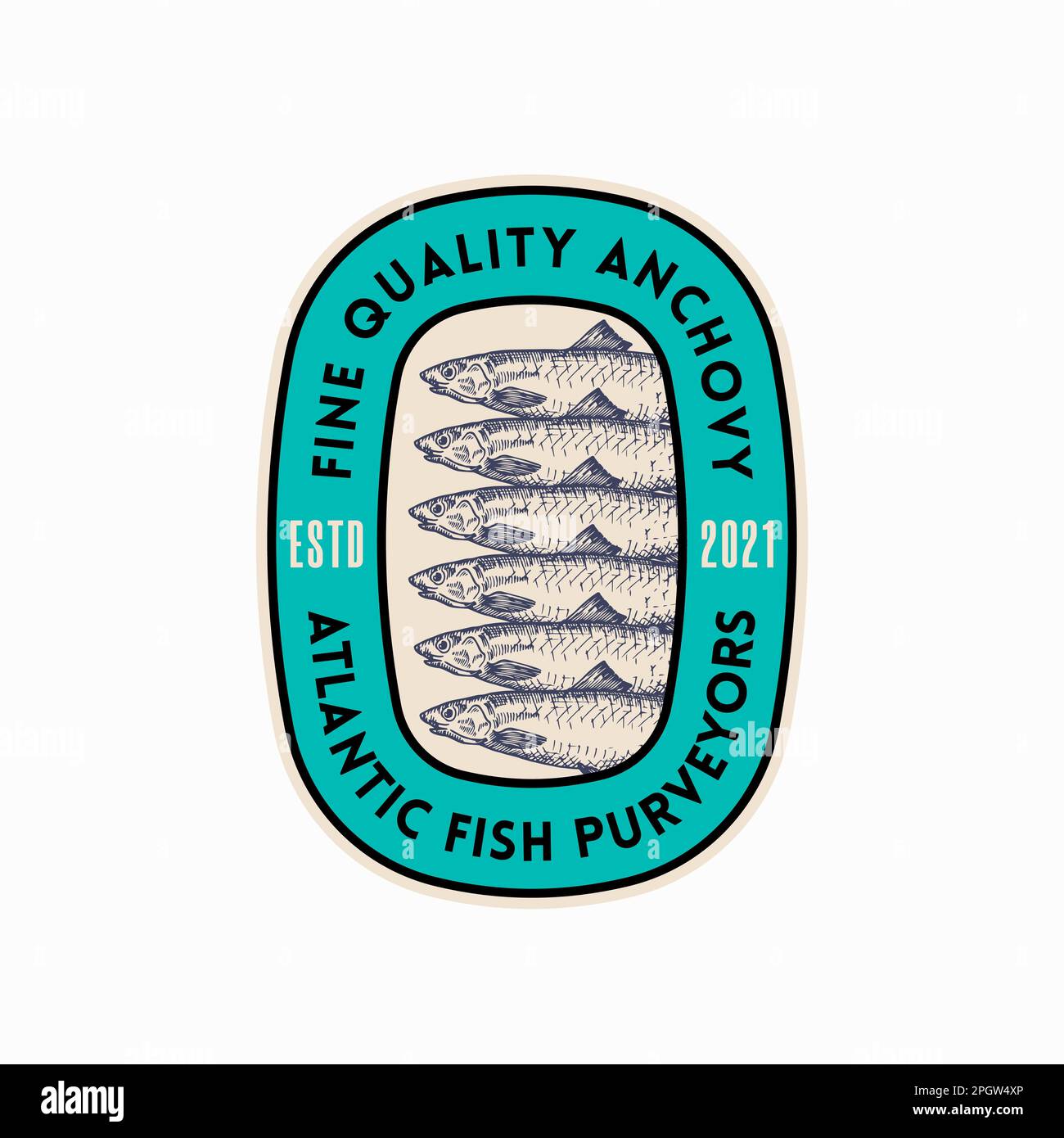 Fine Quality Atlantic Anchovy Purveyors. Abstract Vector Sign, Symbol ...