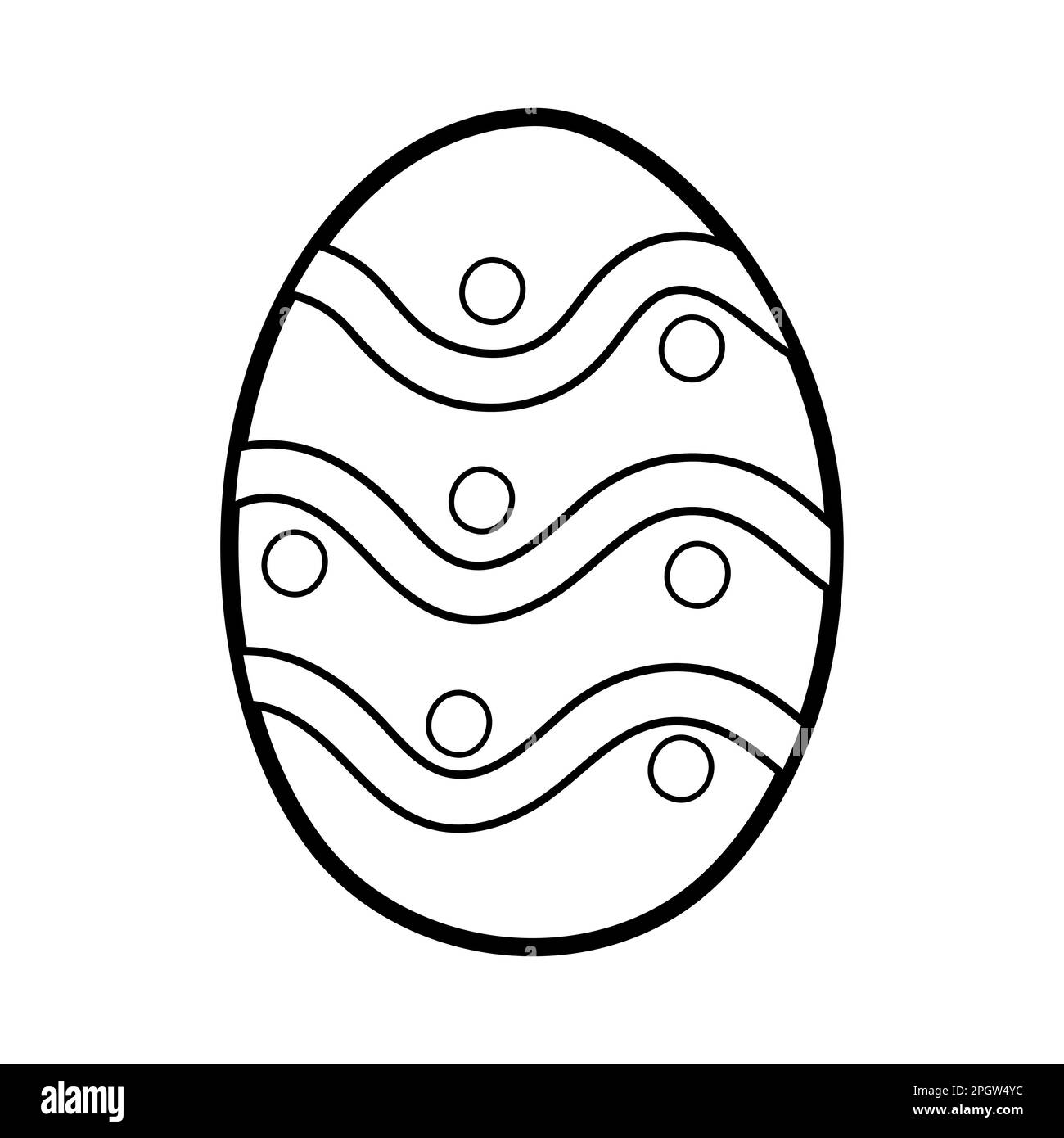 Easter decorative egg coloring page for kids. Black and white activity ...