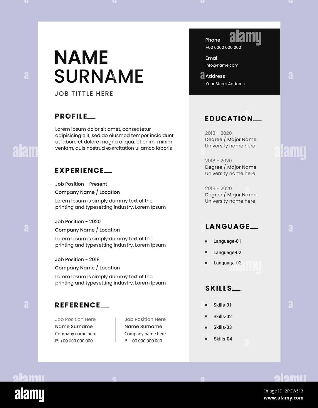 Cv template vector vector vectors Stock Vector Images - Alamy