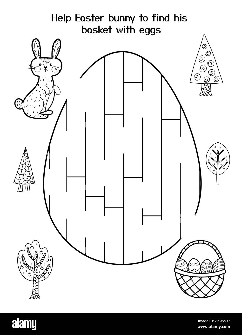 Help little bunny to find basket with eggs. Easter maze game for kids ...