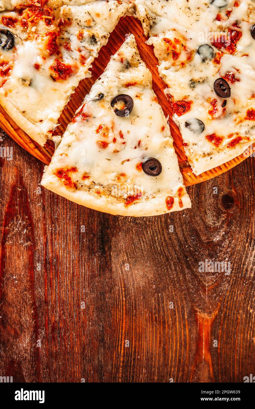 italian restaurant traditional menu sliced pizza Stock Photo - Alamy