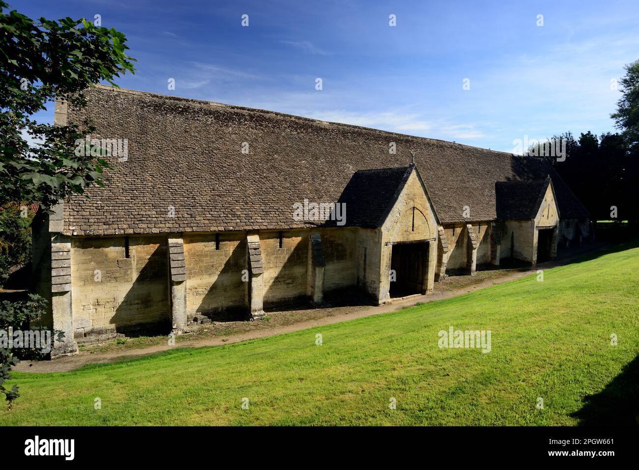 The 14th century tithe barn at Bradford-on-Avon, Wiltshire, UK Stock ...