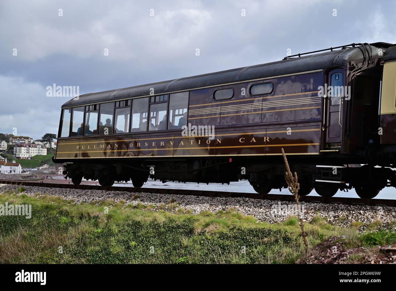 Devon Belle Pullman observation car No 13 passing Goodrington on the ...