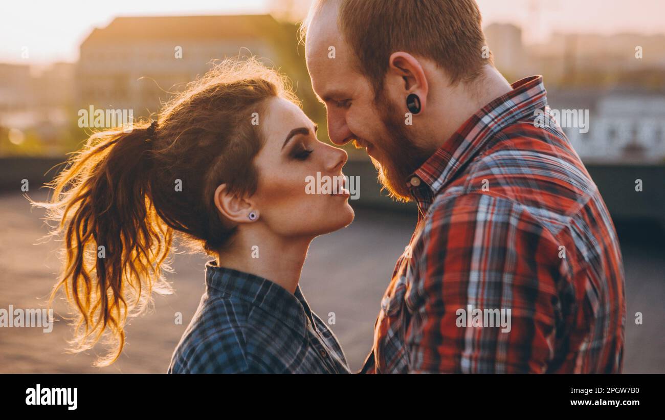 Happy romantic couple bearded hi-res stock photography and images - Alamy