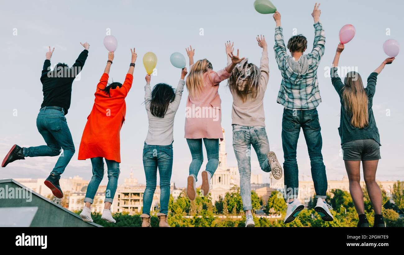 roof party teen joy happiness entertainment Stock Photo - Alamy