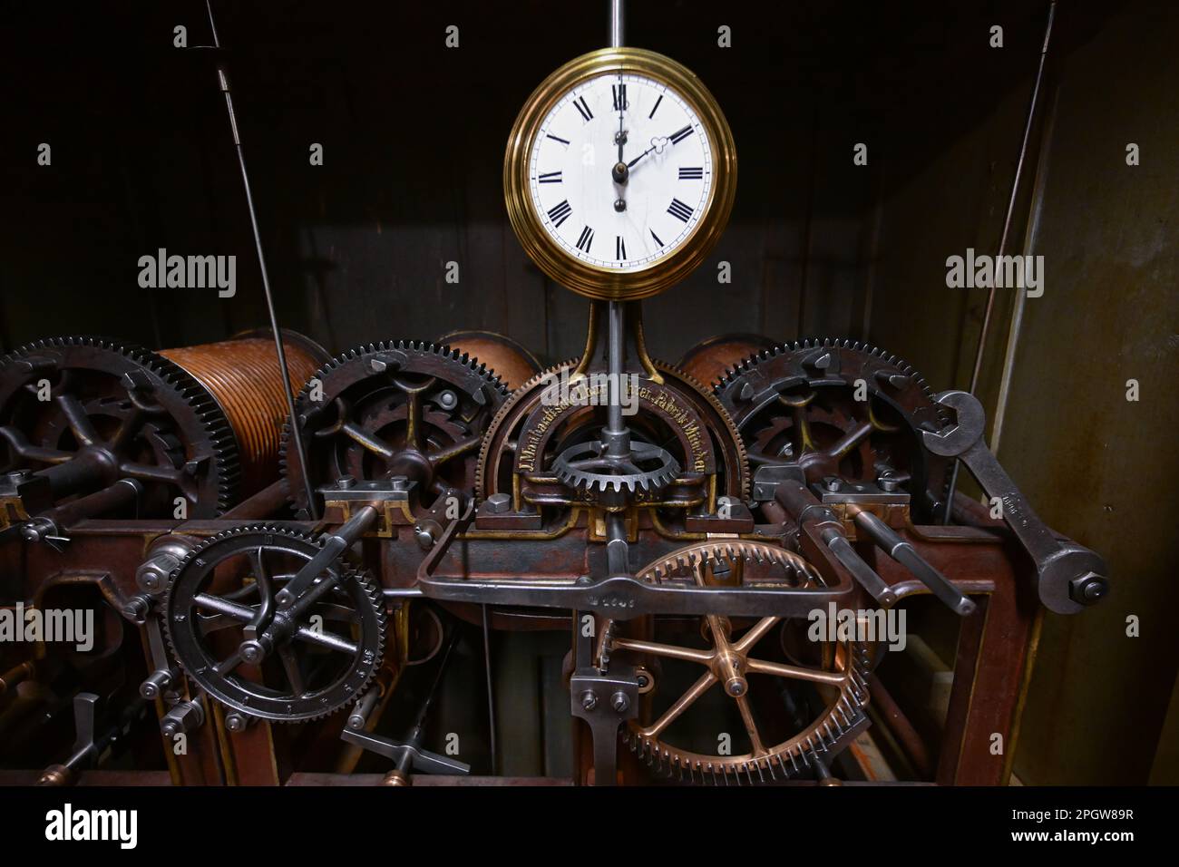 Stuttgart, Germany. 20th Mar, 2023. A restored historical tower clock ...