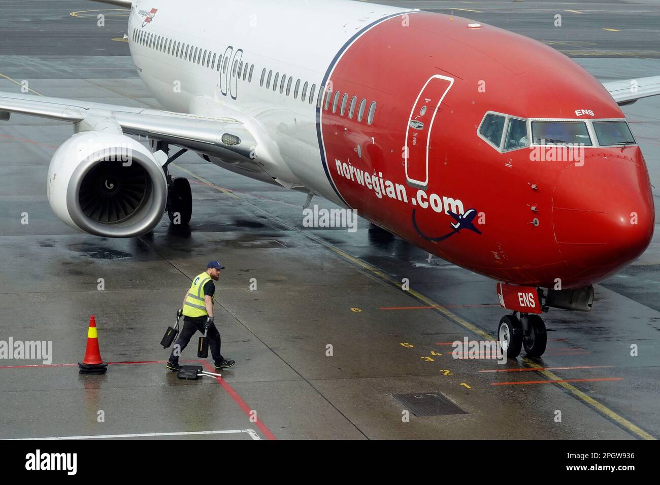 Norway, Oslo, Norwegian Airlines plane at Oslo Gardenmoen Airport Photo ...