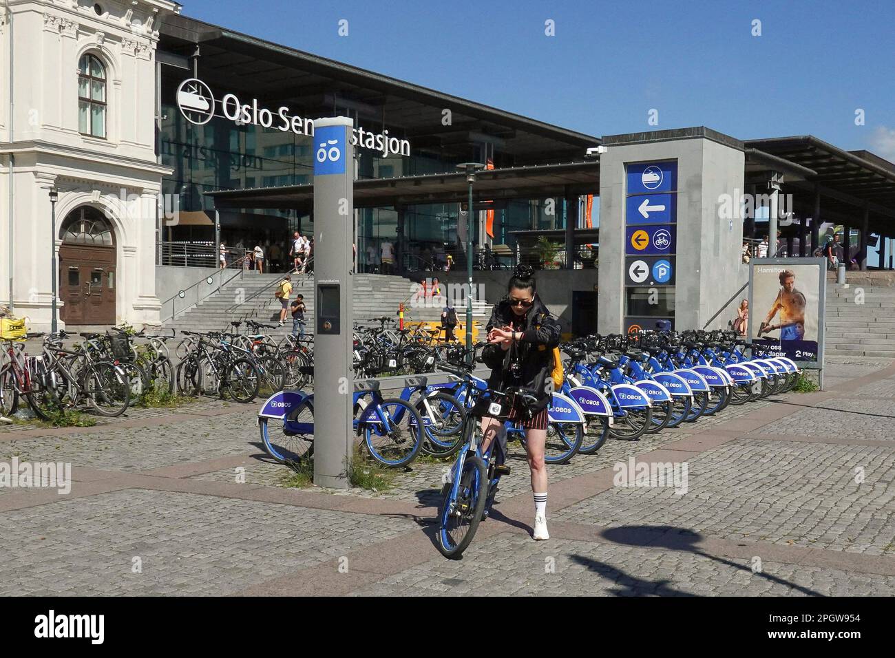 Norway, Oslo, OBOS City Bike bicycles for rent at OBOS bike station ...