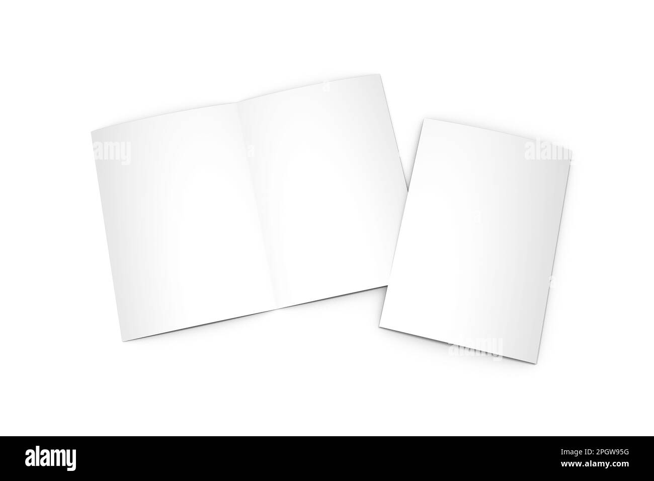A4 Bi-Fold Brochure Mockup on White Background. 3D Rendering Stock ...