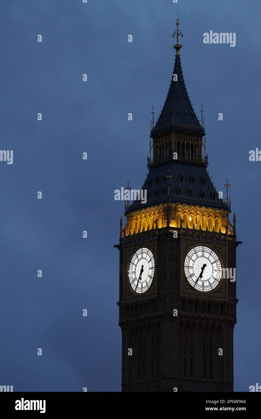 A time of twenty five to seven shown on the clock of Big Ben, Houses of ...