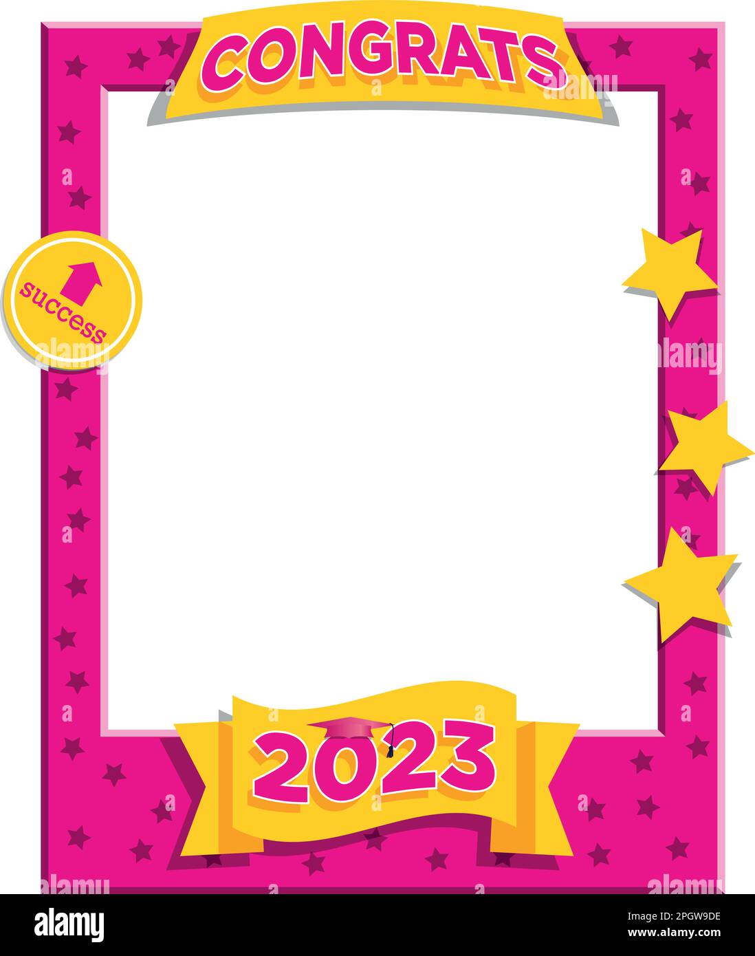 2023 graduates selfie photo frame vector illustration in magenta color ...