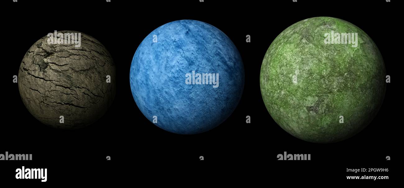 three texture planet, crack dead planet, blue water with cloud texture ...