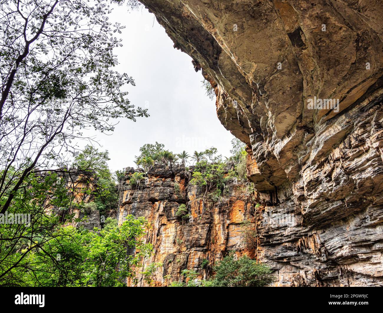 Limestone cave of stalactite and stalagmite formations, the Gruta da ...