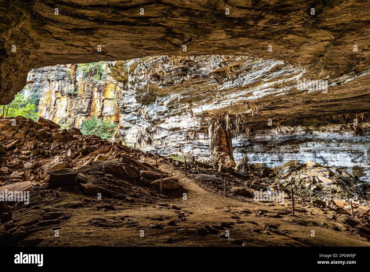 Limestone cave of stalactite and stalagmite formations, the Gruta da ...