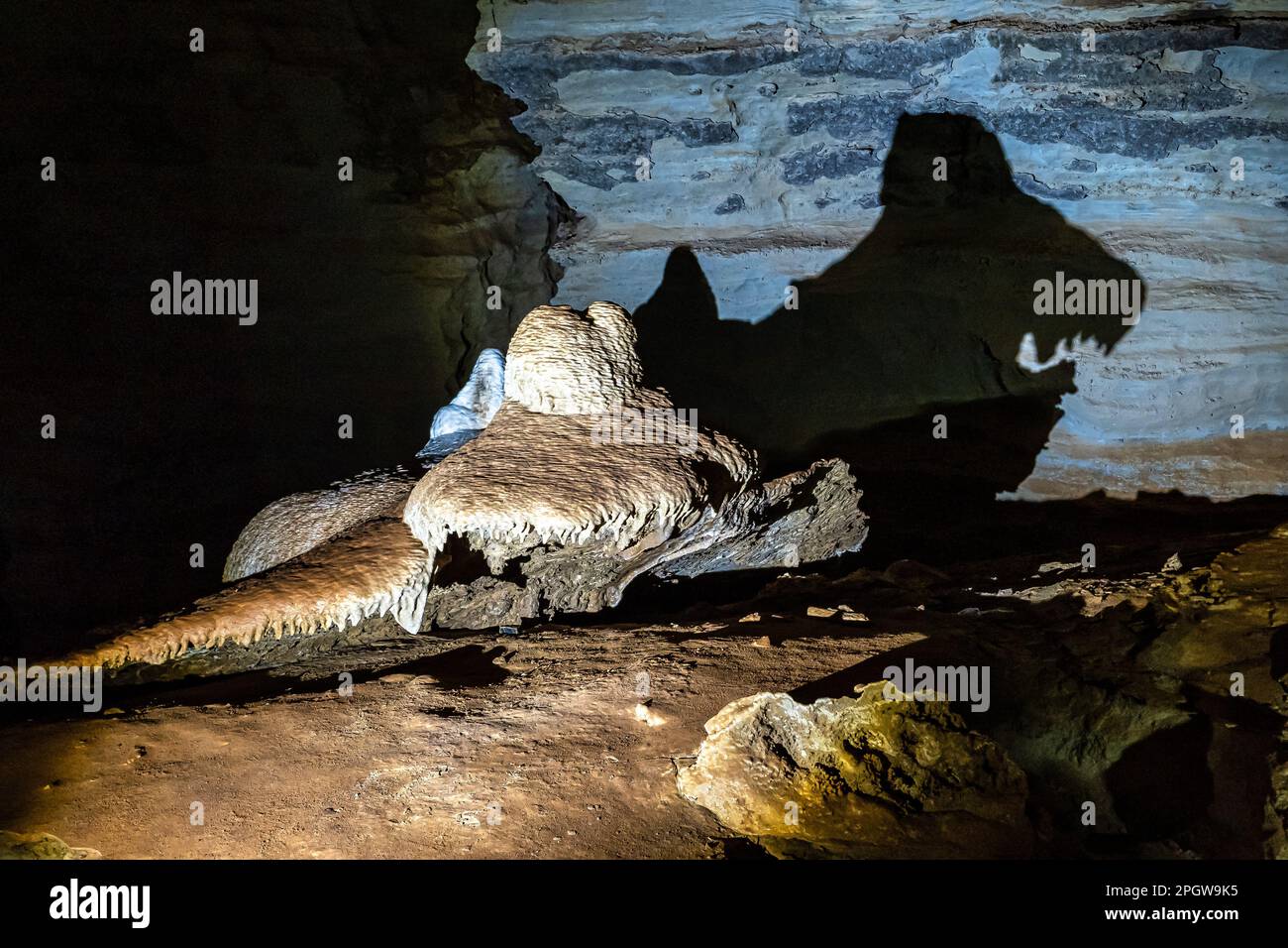 Limestone cave of stalactite and stalagmite formations, the Gruta da ...