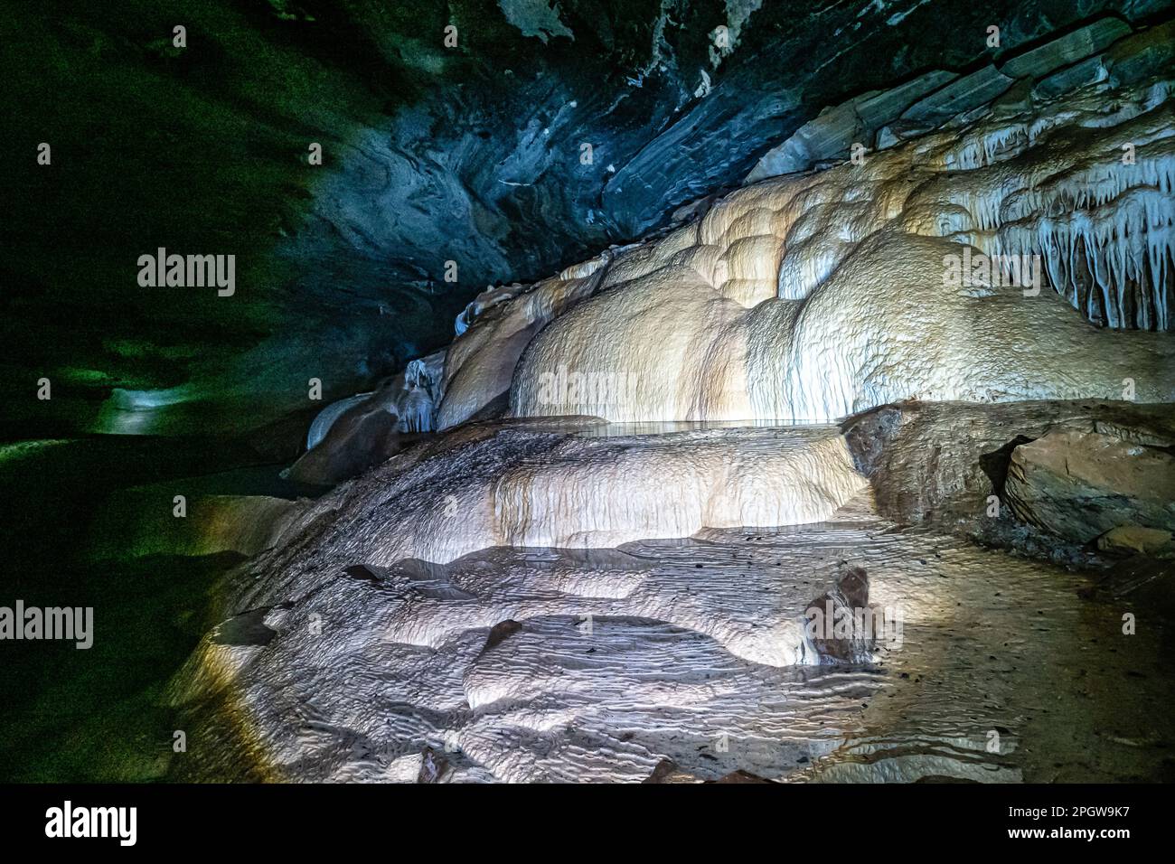 Limestone cave of stalactite and stalagmite formations, the Gruta da ...