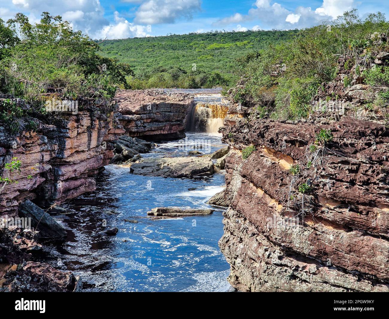 Canyons on the way to the Buracao waterfall, Ibicoara, Chapada ...