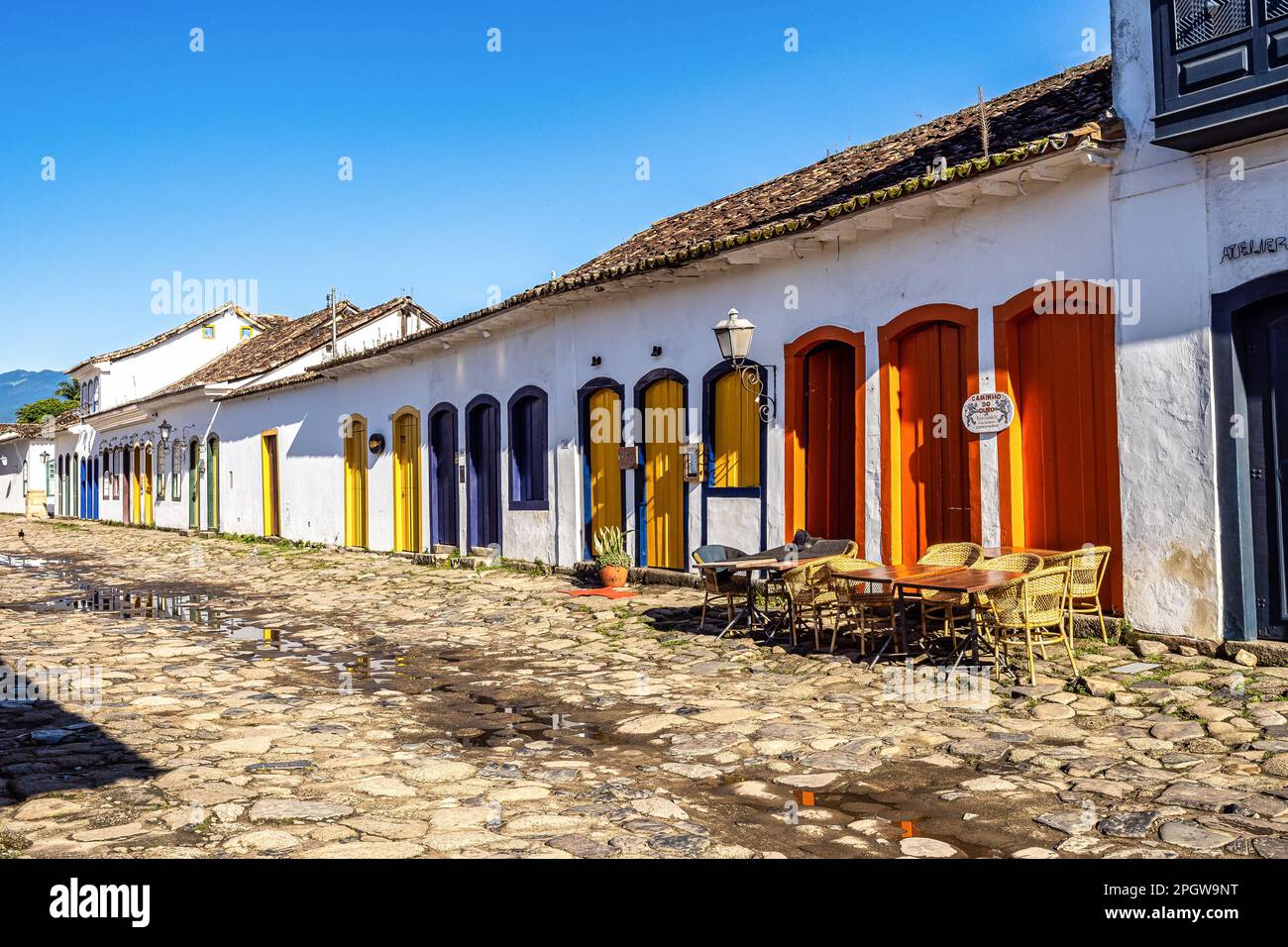 Streets and houses of historical center in Paraty, Rio de Janeiro ...