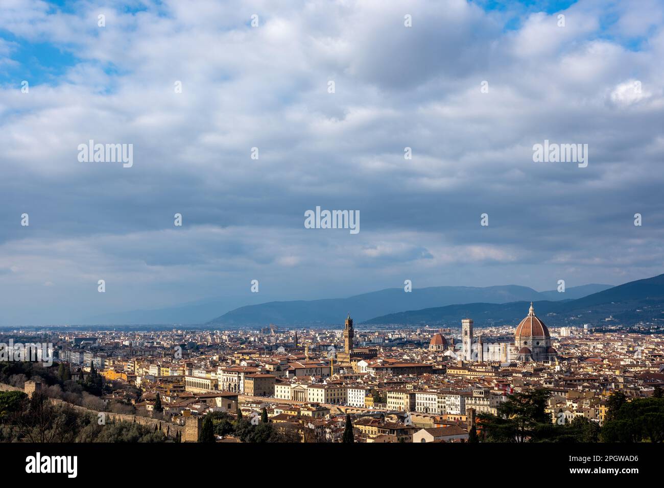 Florence Duomo & Palazzo Vecchio. View of Florence, an historic city in ...