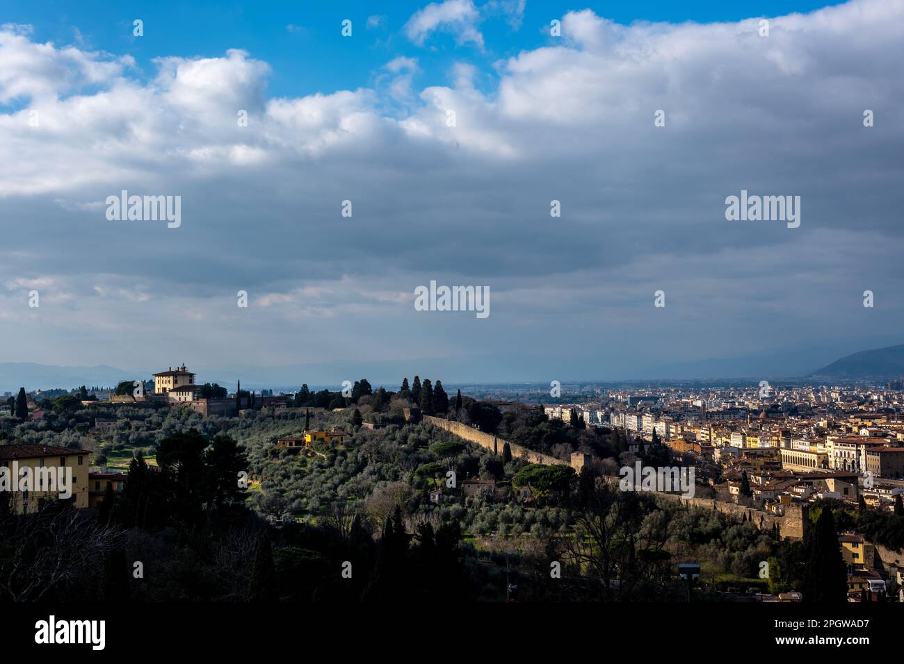 Historic City Walls of Florence . View of Florence, an historic city in ...