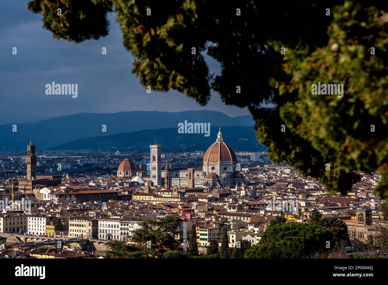 Florence Duomo & Palazzo Vecchio. View of Florence, an historic city in ...