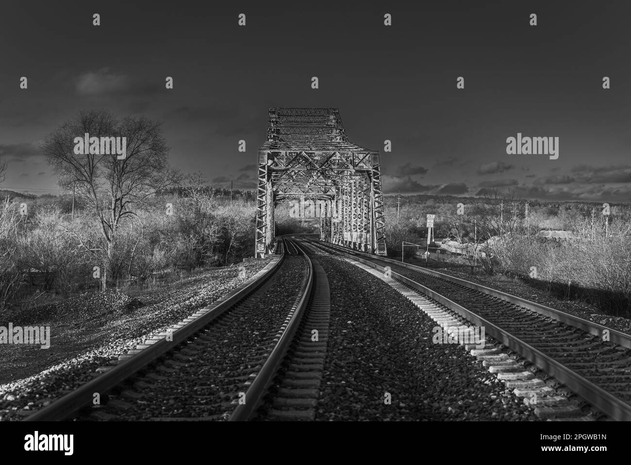 A picturesque stone bridge arches above the Chicago Sanitary and Ship ...