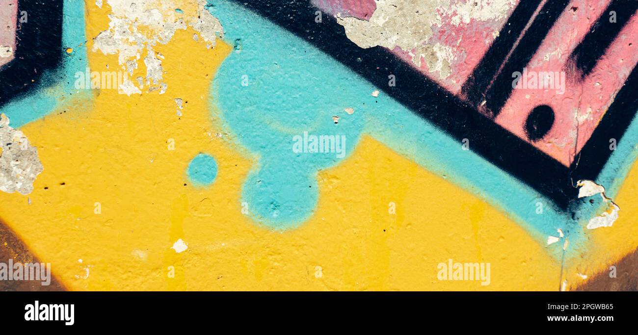 Detail of colorful graffiti wall. Old weathered colorful graffiti ...