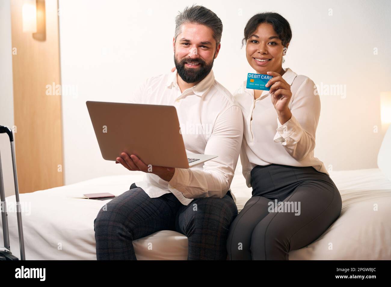 Cheerful interracial couple shopping hi-res stock photography and ...