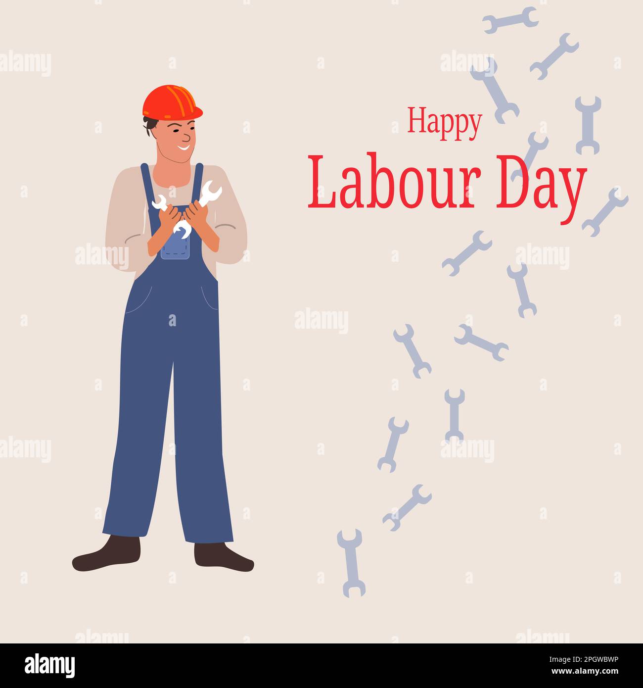 Worker with spanner for banner Happy Labour Day Stock Vector Image ...