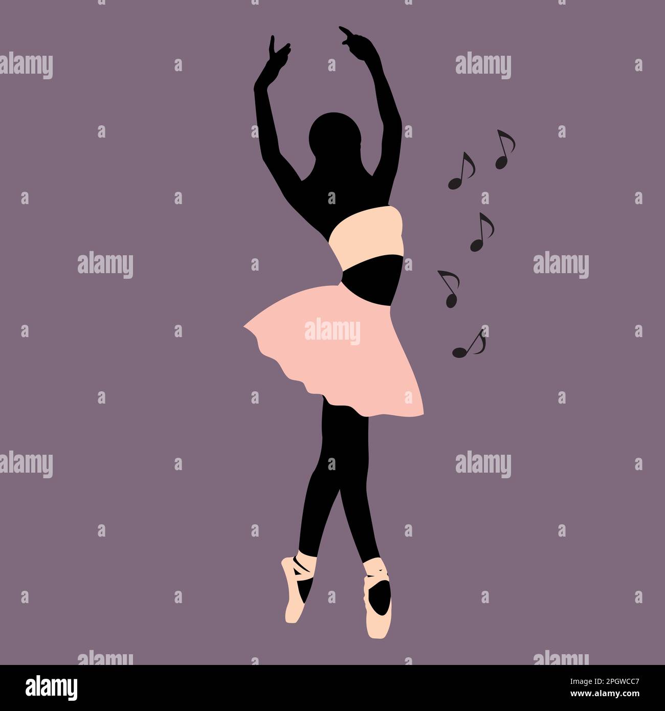 Vector illustration classical ballet. African faceless woman ballet ...