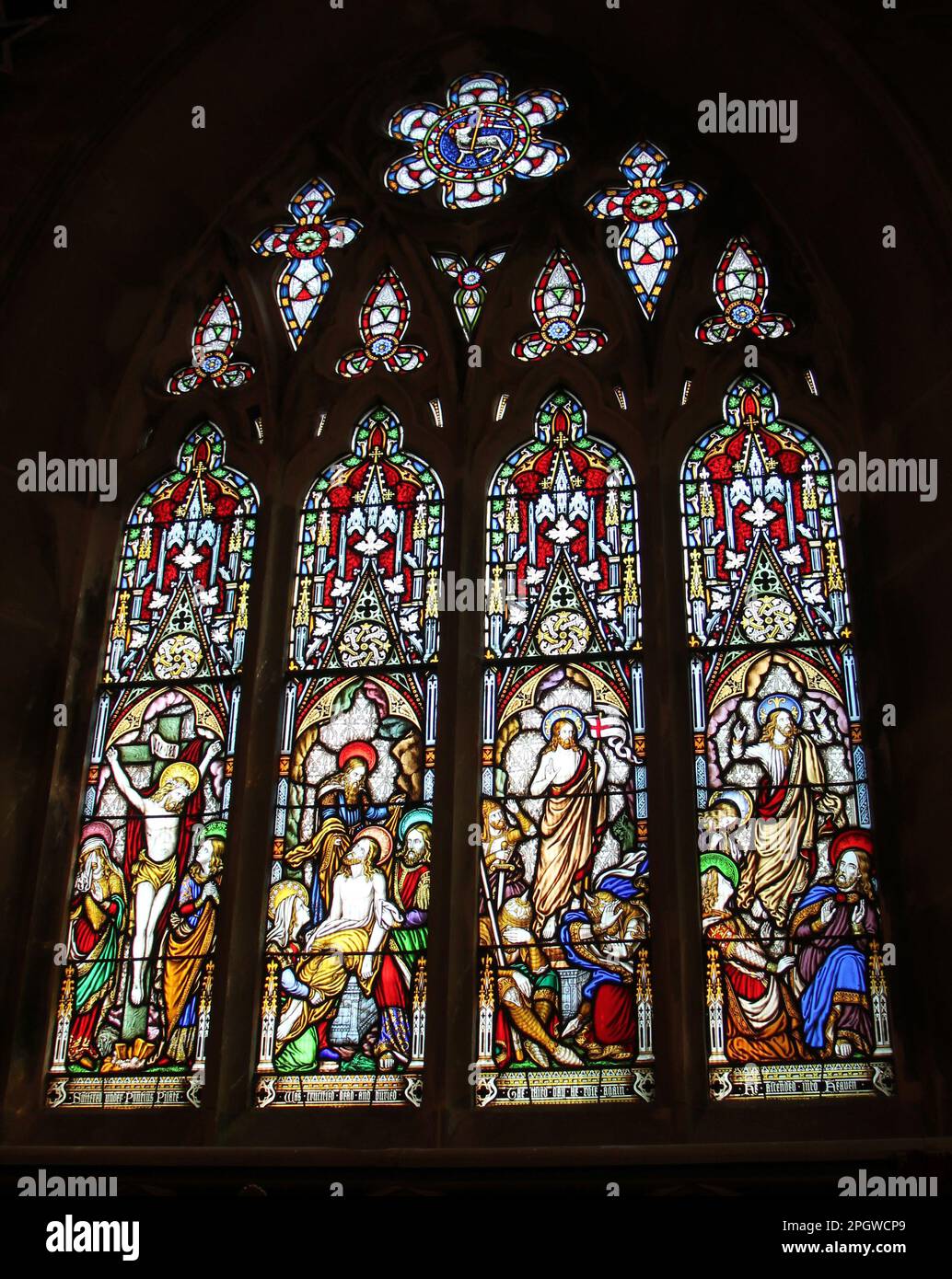 The Stained Glass Windows in a Small Rural Church Stock Photo - Alamy