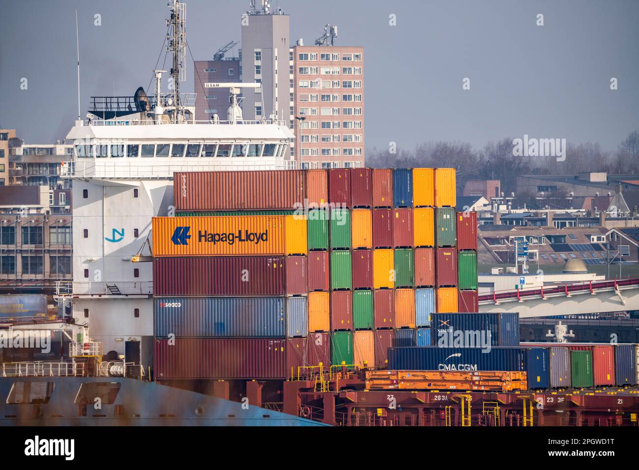 Container cargo ship Nordic Hamburg, BG Freight Line, on the Nieuwe ...