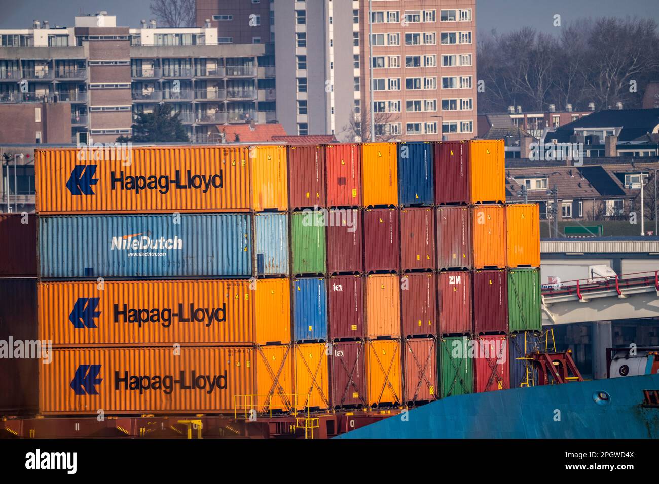 Container cargo ship Nordic Hamburg, BG Freight Line, on the Nieuwe ...